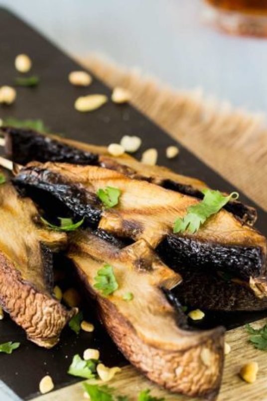 Portabella Satay with Spicy Peanut Sauce | Mushroom Recipes
