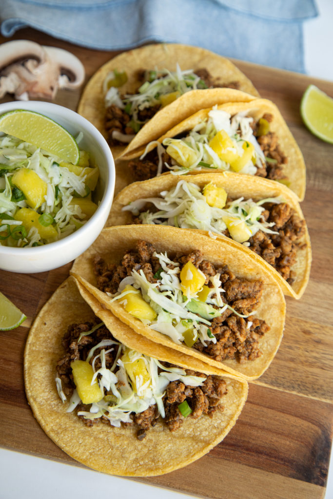 Blended Al Pastor Tacos with Pineapple Jalapeno Slaw | Mushroom Recipes